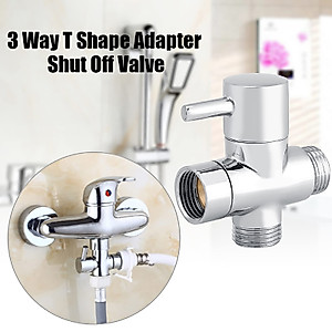 Shower Arm Diverter 3-Way T Shape Diverter Shut Off Valve Shower Toilet Bidet Sprayer Water Adapter Chrome Color Universal Sprayer Attachment Replacement Part