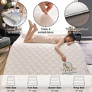 DSFSSJ Japanese Bed Floor Mattress Futon Mattress, Portable Roll Up Mattress Sleeping Pad Floor Bed for Guest Room,Tatami Mat Sleeping Pad, Back-Sided Has Breathable Mesh, White-King