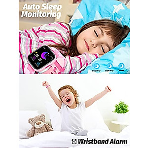 Mgaolo Kids Smart Watch for Boys Girls,Fitness Tracker with Heart Rate Sleep Monitor for Android Fitbit iPhone,Waterproof DIY Watch Face Pedometer Activity Tracker (Black)