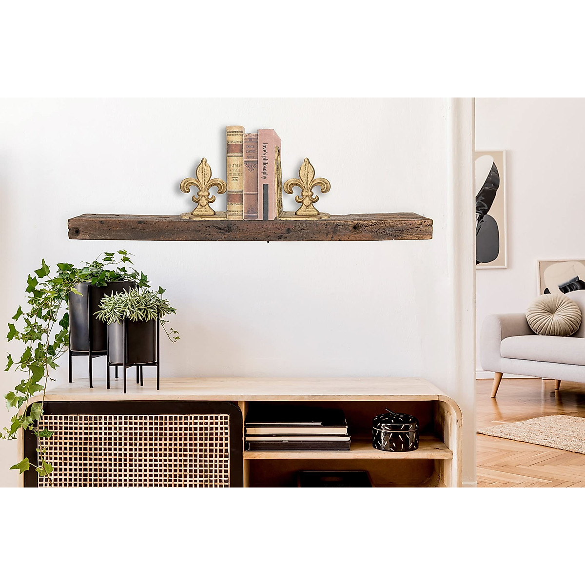 Creative Co-Op Wood Floating Wall Shelf, Large, Brown