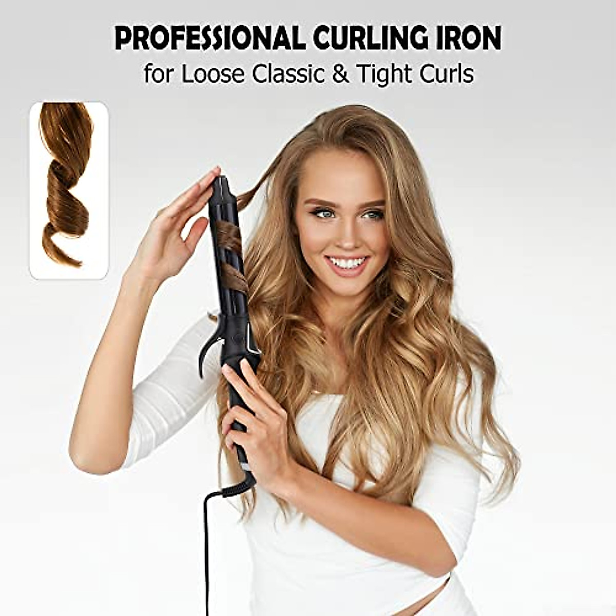 CNAIER 2-in-1 Hair Straightener Curling Iron 1 Inch Produces Classic Curls and Straightening – for use on Short, Medium, and Long Hair, Curls Beautifully & Straightens Well