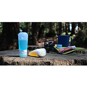 humangear GoToob Refillable Silicone, Clear/Green/Blue, Large (3oz),HG0187