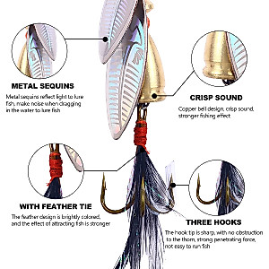 HENGJIA Trout Lures Spinner Baits with 2 Spoons, Rosster Tail Fishing Lures, Spinnerbait for Bass Fishing Lures Kit for Trout, Pike, Steelhead Freshwater Saltwater