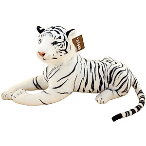 JESONN Realistic Stuffed Animals Tiger Toys Plush (White, 18.9 Inch)