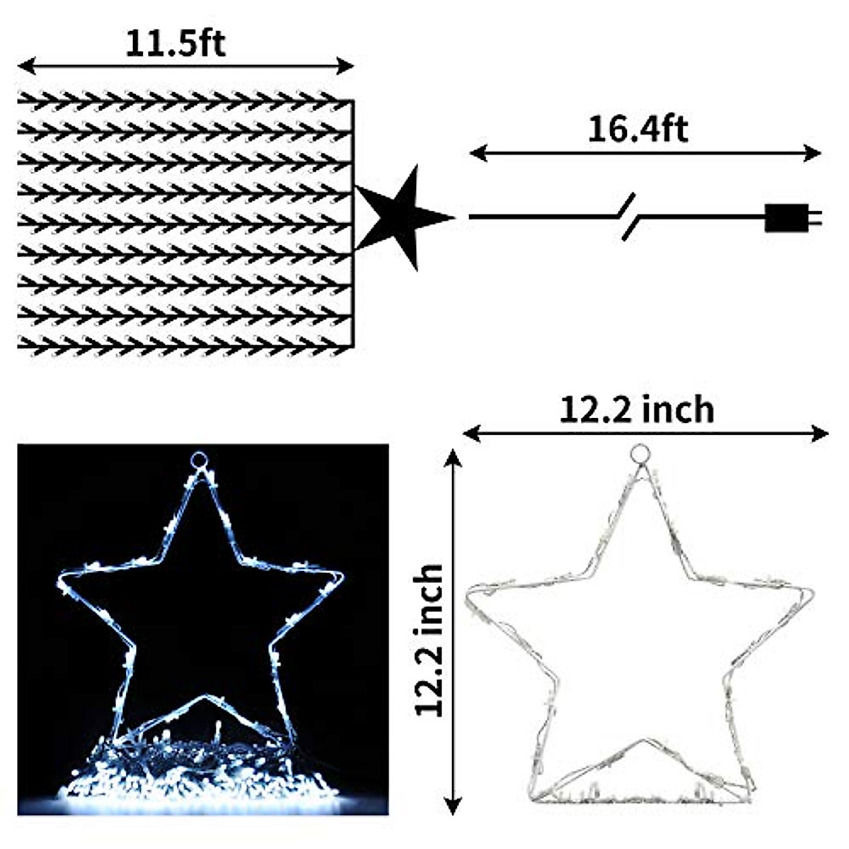Joiedomi Christmas Outdoor Star String Lights, 335 LED 8 Lighting Modes Waterfall Lights for Christmas Tree Decorations, Home Party Wedding Garden Yard Patio Xmas Outdoor Décor (White)