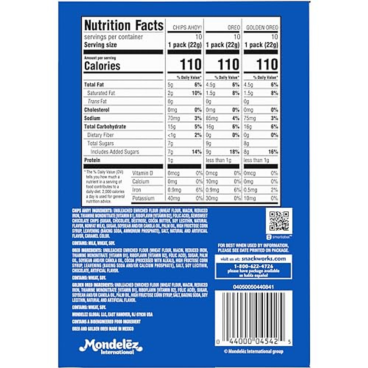 Nabisco Sweet Treats Cookie Variety Pack OREO, OREO Golden & CHIPS AHOY!, 30 Snack Packs (2 Cookies Per Pack)