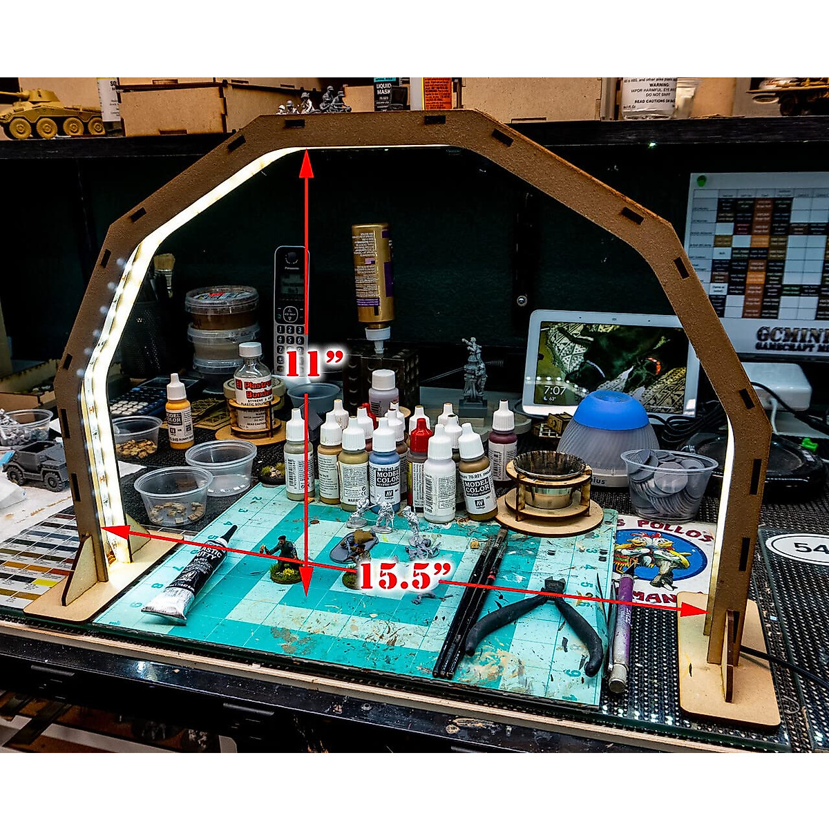 GameCraft Miniatures LED Workbench Light, Double Wide, Extra Tall