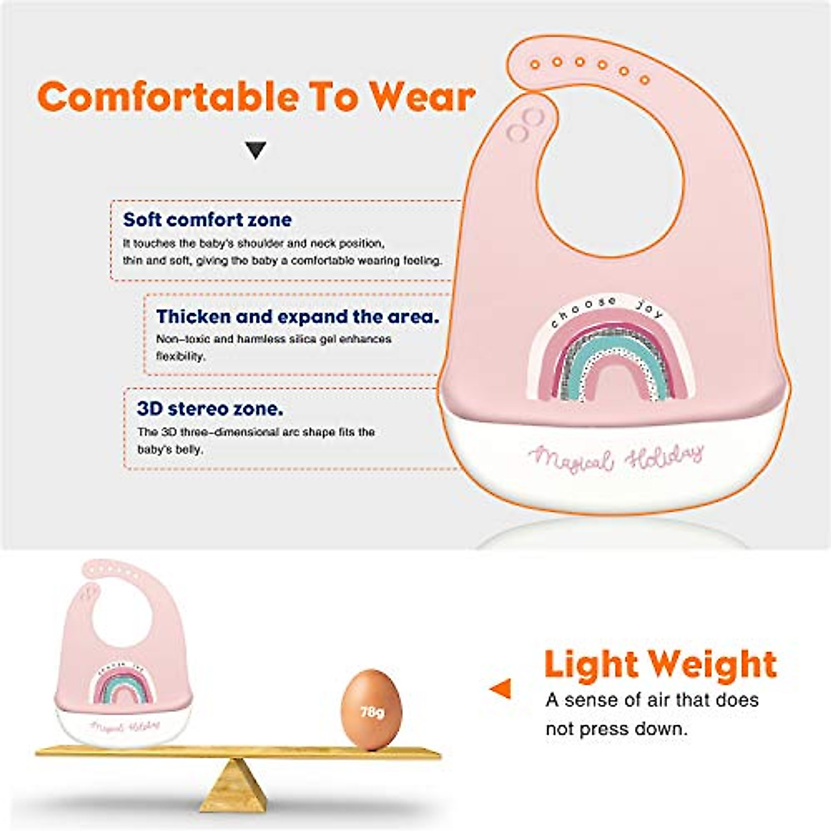 Baby Feeding Supplies Baby Fruit Spoon and Bib BPA Free Baby Food Feeder(Pink)