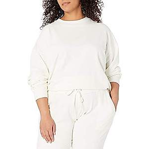 The Drop Women's Margot Loose Long Sleeve Crewneck Drop Shoulder Sweatshirt, Ivory, S