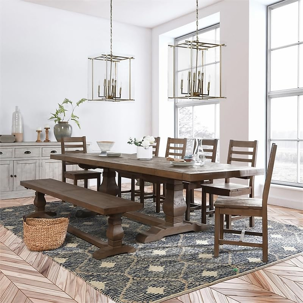 Kosas Home Quincy Reclaimed Pine Extension Dining Table in Weathered Brown