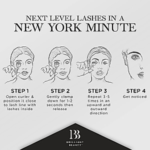 Brilliant Beauty Eyelash Curler with Satin Bag & Refill Pads - Award Winning - No Pinching, Just Dramatically Curled Eyelashes for a Lash Lift in Seconds (Rose Gold)