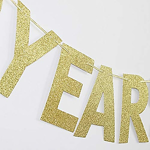 10 Years Loved Gold Glitter Banner for 10th Birthday/Wedding Anniversary Party Sign Photo Props