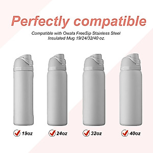 2pcs Water Bottle Top Lid Compatible with Owala FreeSip 24oz 32oz, Sealing Parts Replacement Stopper Silicone Plug Accessories for Owala Free Sip 19/24/32/40oz BPA-Free Seal Gasket Bottle Cap Mouth