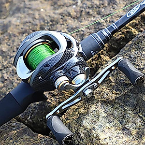 Taigek Baitcaster Reels 7.0:1 Gear Ratio Surf Fishing Reel 18+1 Stainless BB Up to 17.6LB Drag Casting Reel Dual Braking System Right Hand Fishing Reels Casting