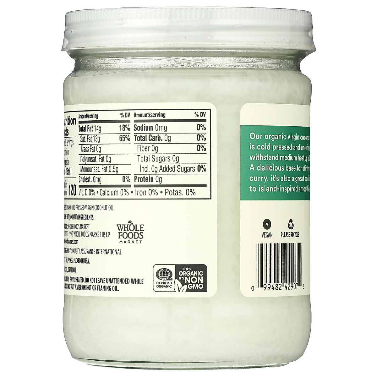 365 by Whole Foods Market, Organic Unrefined Coconut Oil Virgin, 14 Fl Oz