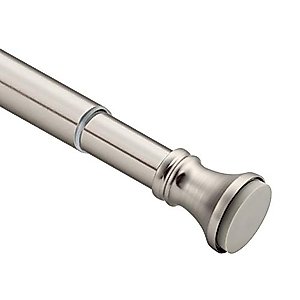 Amazer Spring Tension Curtain Rod - 54-90 Inches Rust-Resistance Shower Curtain Rod Bathroom Rod, Nickel