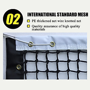 ProGoal Tennis Net 42FT Professional Heavy Duty Nylon Net, Compatible with All Standard Tennis Posts, IncludedIndoor Outdoor Court (Single-Layer Tennis net)