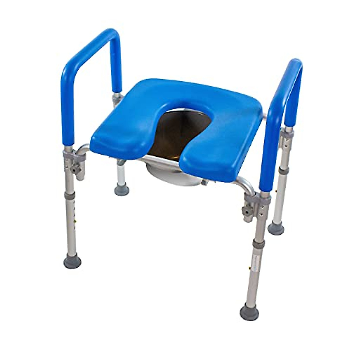 Ultimate Raised Toilet Seat with Handles, Padded, Armrests, Adjustable Height, Premium Elevated Toilet Seat for Elderly Bathroom Safety with Arms, Standard and Elongated Toilets, Blue