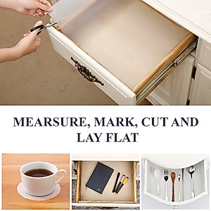 Hersvin Shelf Liners 24 in x 20 ft Drawer Mats Non-Adhesive Cupboard Protector Kitchen Cabinet Lining Fridge Liner (Clear/Diamond)