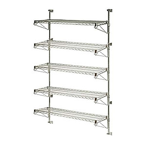 Omega 24" Deep x 60" Wide x 63" High Adjustable 5 Tier Chrome Wall Mount Shelving Kit