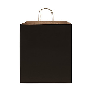 Prime Line Packaging 14x10x16.5 100 Pack Small Shopping Bag, Black Paper Bags with Handles for Small Business, Boutique, Thank You Gift Bags Bulk