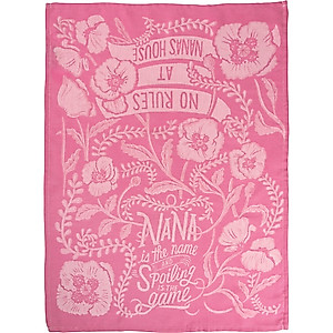 PBK Nana is The Name Spoiling is The Game Kitchen Towel No Rules at Nana's House Dishtowel for Nana Decor, Drying Hands Dishes Kitchenware, Pink
