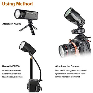 Godox H200R Ring Flash Head for AD200, 200W with Modeling Lamp Spiral Flash Tube for Natural and Soft Light