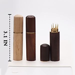 ATEN 3 Pack Portable Wood Toothpick Holder | Mini Toothpick box Pocket | Needle Box Pocket Case(Ebony/ Rosewood/ Beech)