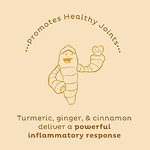 KOS Golden Mylk with Tumeric and Ginger, Organic Superfood Latte Powder, Adaptogen Mushroom Blend - Coffee Creamer, Dessert & Smoothie - Caffeine Free, Vegan, Dairy-Free, Gingerbread Chai, 28 Servings