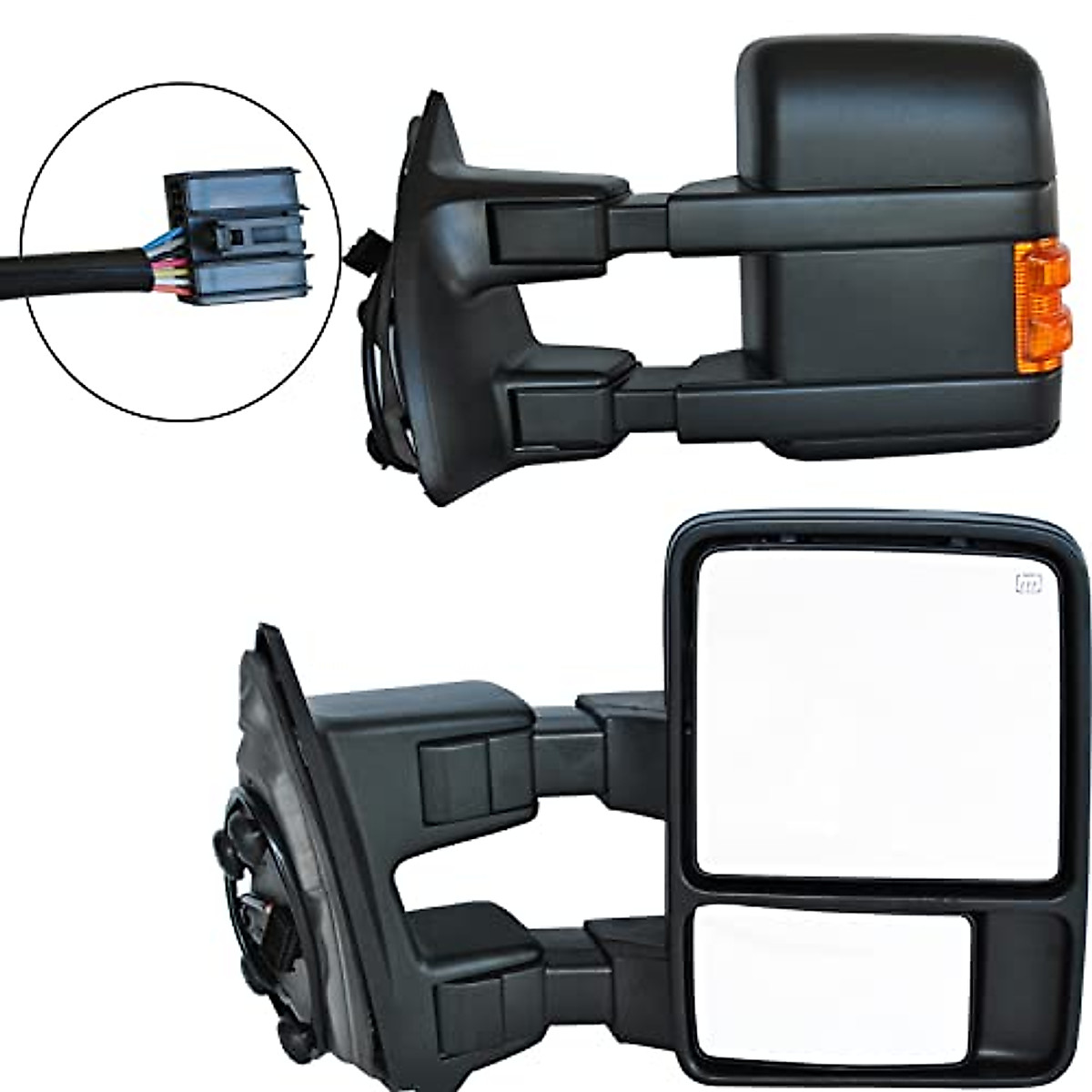 SONTIAN Towing Mirrors Replacement For 2008-2016 Ford F-250/F-350/F-450 Super Duty Truck Power Heat Turn Signal Black Extendable Pair Set