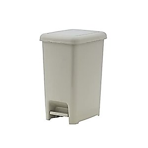 Plastic Slim Step-On Pedal Trash Can,10.5 Gal Waste Bin for Under Desk, Office, Bedroom, Bathroom- 42 Qt Soft Beige
