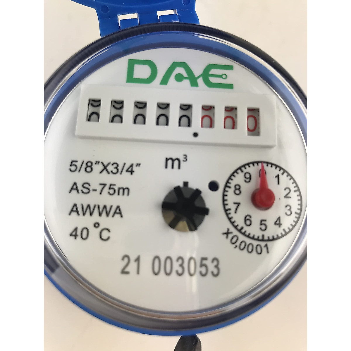 DAE AS-75m Water Meter, 3/4" NPT Couplings, Measuring in Cu Meter