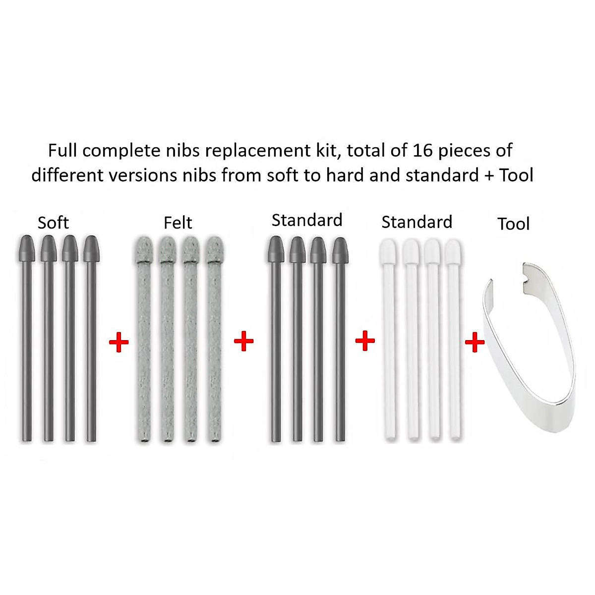 16X Nibs Tips Refill Replacmenet for Marker Remarkable 2 Stylus Tablet Pen Standard Hard Soft Tips