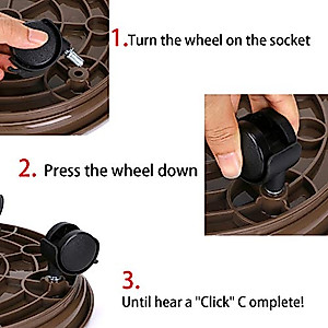 Skelang 4-Pack Plant Caddy 11.8 Inches, Plant Pallet with Brake Wheels, Plant Stand Roller for Indoor and Outdoor Heavy Duty Planter, Load Capacity 125 Lbs (Coffee)