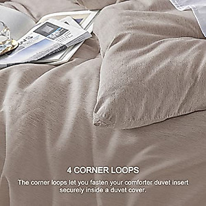 CozyLux King Size Comforter Set - 3 Pieces Warm Taupe Soft Luxury Cationic Dyeing Bedding Comforter for All Season, Breathable Lightweight Fluffy Bed Set with 1 Comforter and 2 Pillow Shams