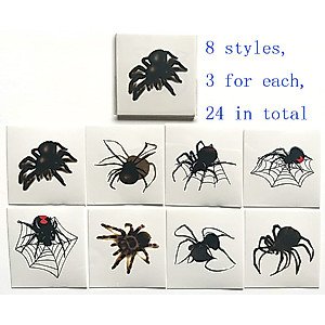 24 Sheets Halloween Spider Temporary Tattoo Stickers for Women Waterproof Body Spider Web Tattoos for Kids