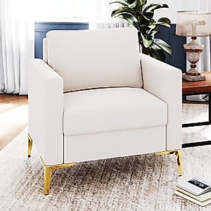 Avenco Sofa, Modern Sofa - Armchair, Accent Chairs with Extra Deep Seats, Couch for Living Room, Apartment, Room Office, Ivory