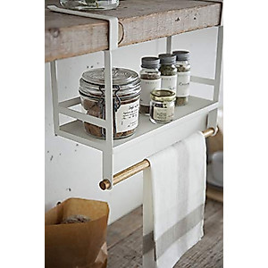 Yamazaki Home Undershelf Shelf Spice Rack-Kitchen Storage, Cabinet Organizer | Plastic + Wood, One Size, White