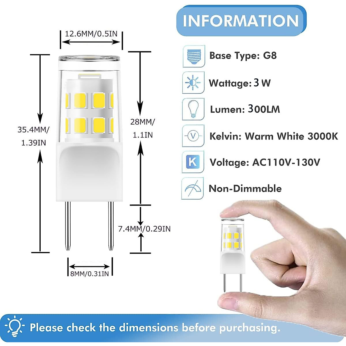 SSXBF G8 Led Bulb, 20-25W Halogen Equivalent 3W T4 Bulb, Daylight White 6000K, 120V Puck Light Bulbs for Under Cabinet Light, Under Counter Kitchen Lighting,5-Pack…