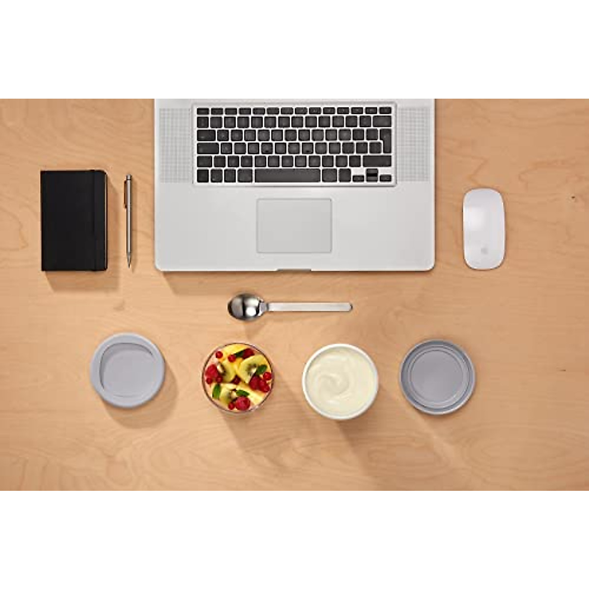 Mepal, Lunchpot with 2 Interchangeable Lids, a Detachable Small Storage Container for Nuts or Fruit, Portable, BPA Free, Nordic Denim, 4 inch Diameter, 1 Count