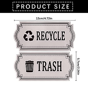 4 Pack Recycle and Trash Decal, Recycle and Trash Logo Symbol, Waterproof Vinyl Decal for Trash Cans, Garbage Containers and Recycle Bins (Gray)