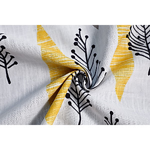 Cherry Home Modern Leaves Room Darkening Blackout Curtain Pairs Panel Heavy Drapes for Living Room Grommet Top Draperies Yellow,2 Panels with 2 Matching Pillow Case,52 Inch by 84 Inch