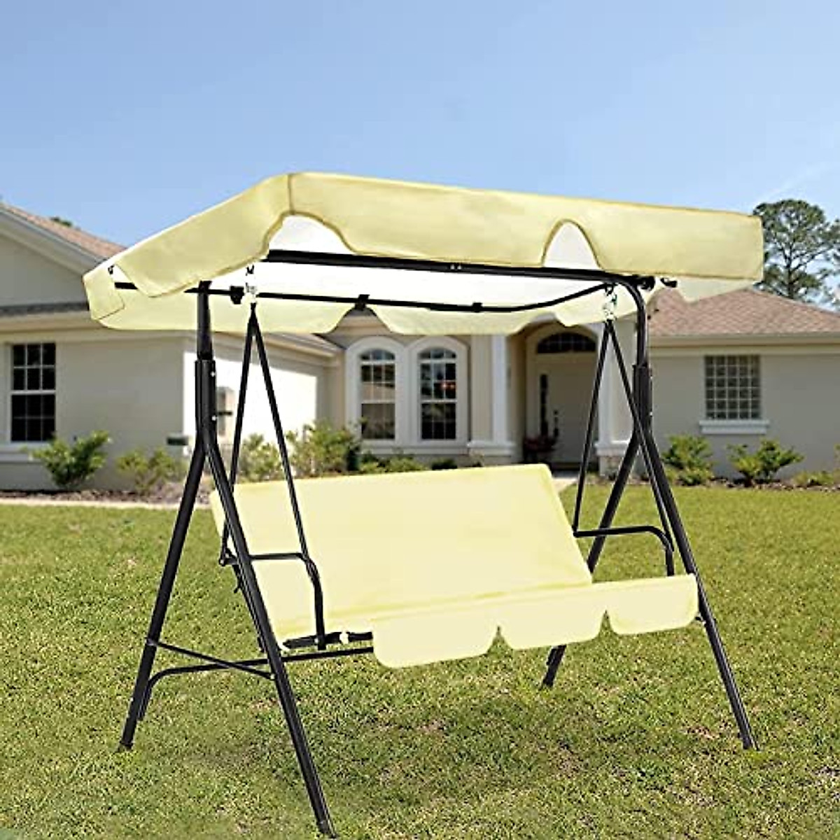 BTURYT Swing Canopy Replacement Cover, Waterproof Canopy Top Cover for 2/3 Seater Swing Chair Awning Swing Cover for Outdoor Garden Patio Yard,(top Cover only)