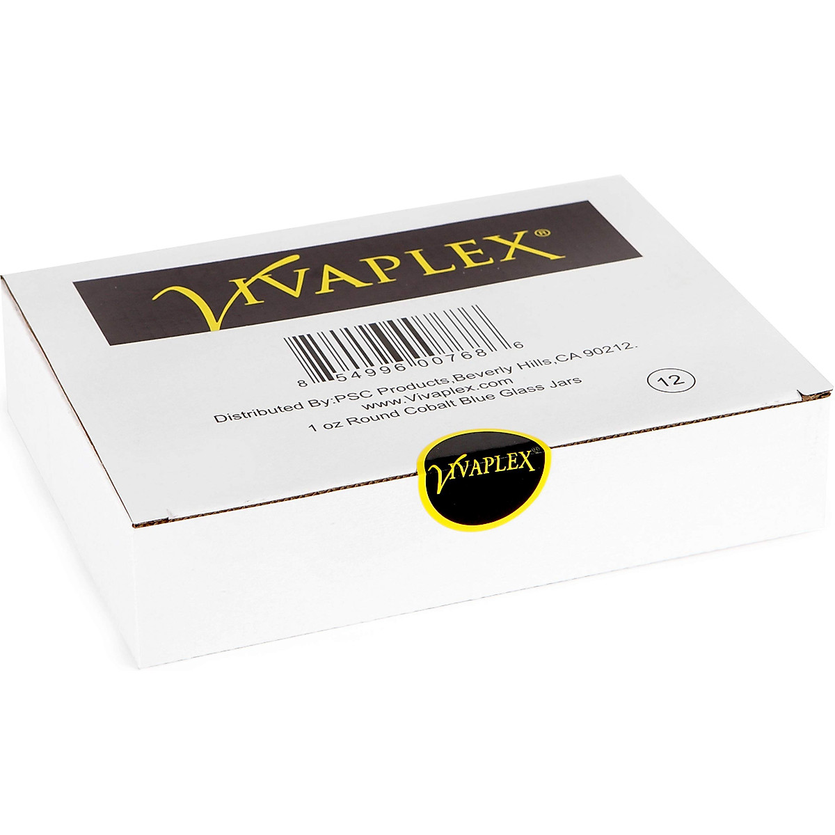 Vivaplex, 12, Cobalt Blue, 1 oz, Round Glass Jars, with Inner Liners and black Lids