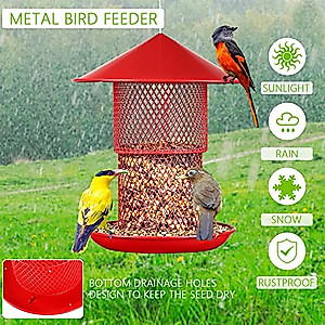 Metal Bird Feeders Cardinal Bird Feeder Retractable Birdfeeders Outside Hanging Garden Yard Outside Decoration 7 LB