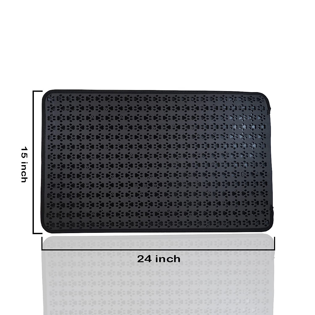 KAYOUBI Cat Litter Mat Litter Trapping Mat (Right Hand Pet Grooming Gloves Cat Brushes Included) Double-Layer Kitty Paw Design Kitty Mat (with Glove for GentleShedding) (WITH GLOVE, BLACK BLUE)