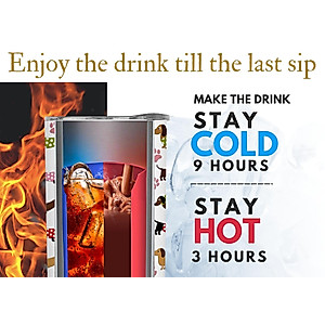 Onebttl Dachshund Gifts, Dachshund 5D Seamless Pattern, Gifts for Wiener Dog Lovers, Women, Girls, Friends, Daughters, Coworkers, Stainless Steel Tumbler 20Oz, White