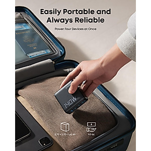 Anker Laptop Charger, 140W USB C Charger, 4-Port Multi-Device Fast Charging, Advanced GaN Power Adapter, Intuitive Touch Controls, for MacBook, iPhone 16 Series, Samsung Galaxy, Pixel, and More