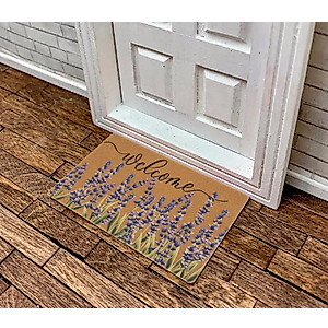 Lavender-Welcome-Doormat Outdoor-Entrance - Coir-Non-Slip Seasonal-Spring Summer Indoor Home Decor Front Door Mats