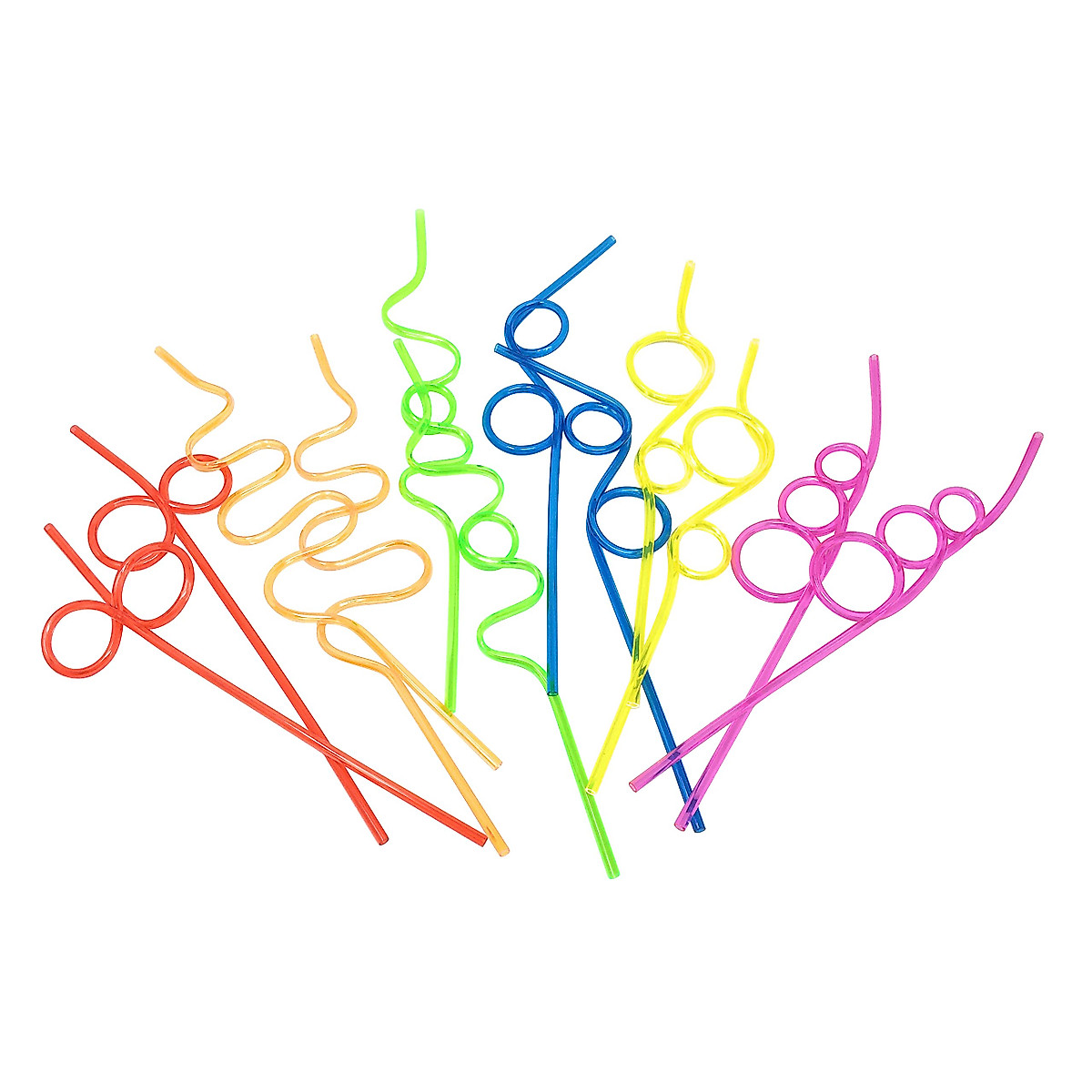 12-Pk Crazy Straws for Kids Silly Straws for Kids Plastic Straws Reusable Drinking Straws Reusable Plastic Straws Plastic Reusable Straws for Kids Reusable Straws Hard Plastic Straws Party Straws